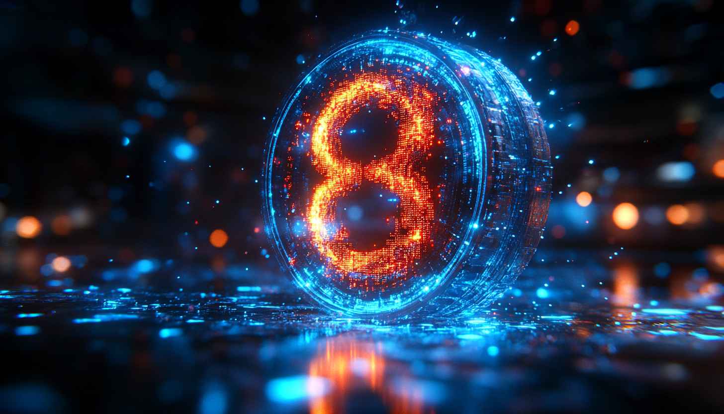 Neon Number 8 Wallpaper: Abstract, Sci-Fi Laptop Background - Png Aura