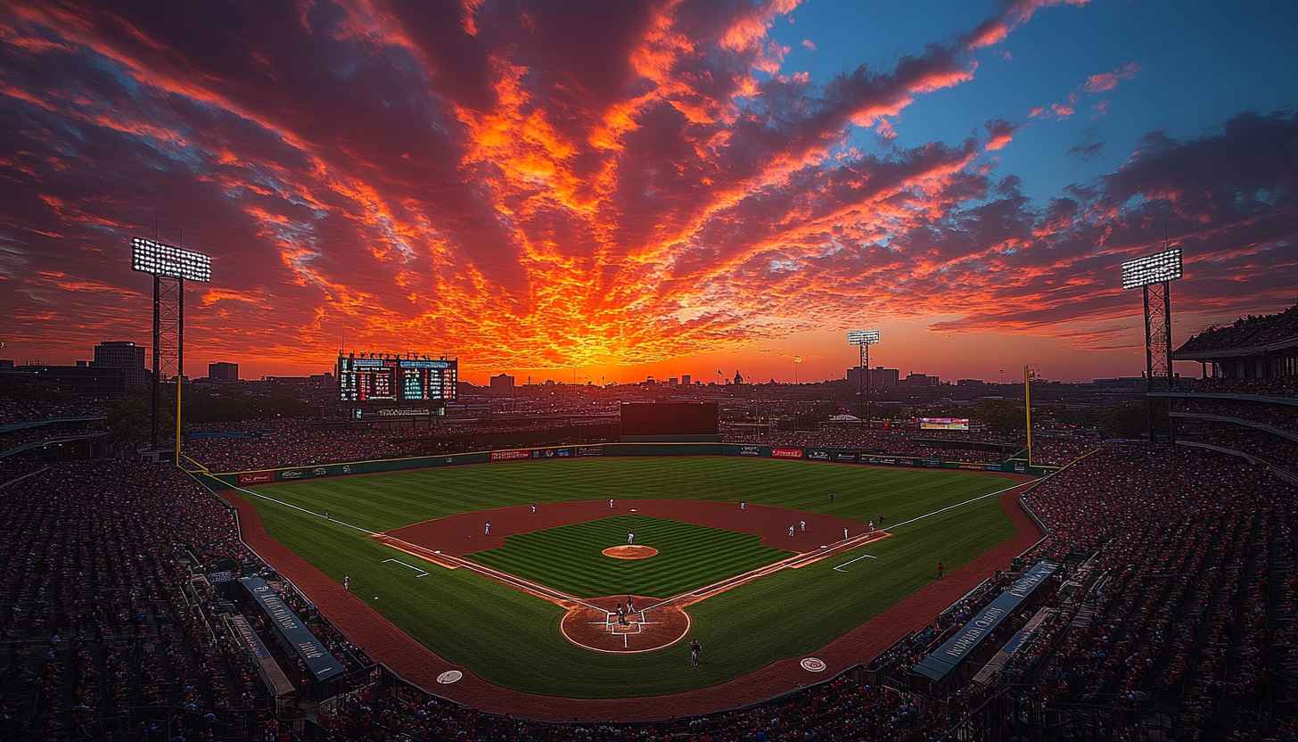 Baseball Stadium Wallpaper: Sunset Over Stadium Arena Wallpaper - Png Aura