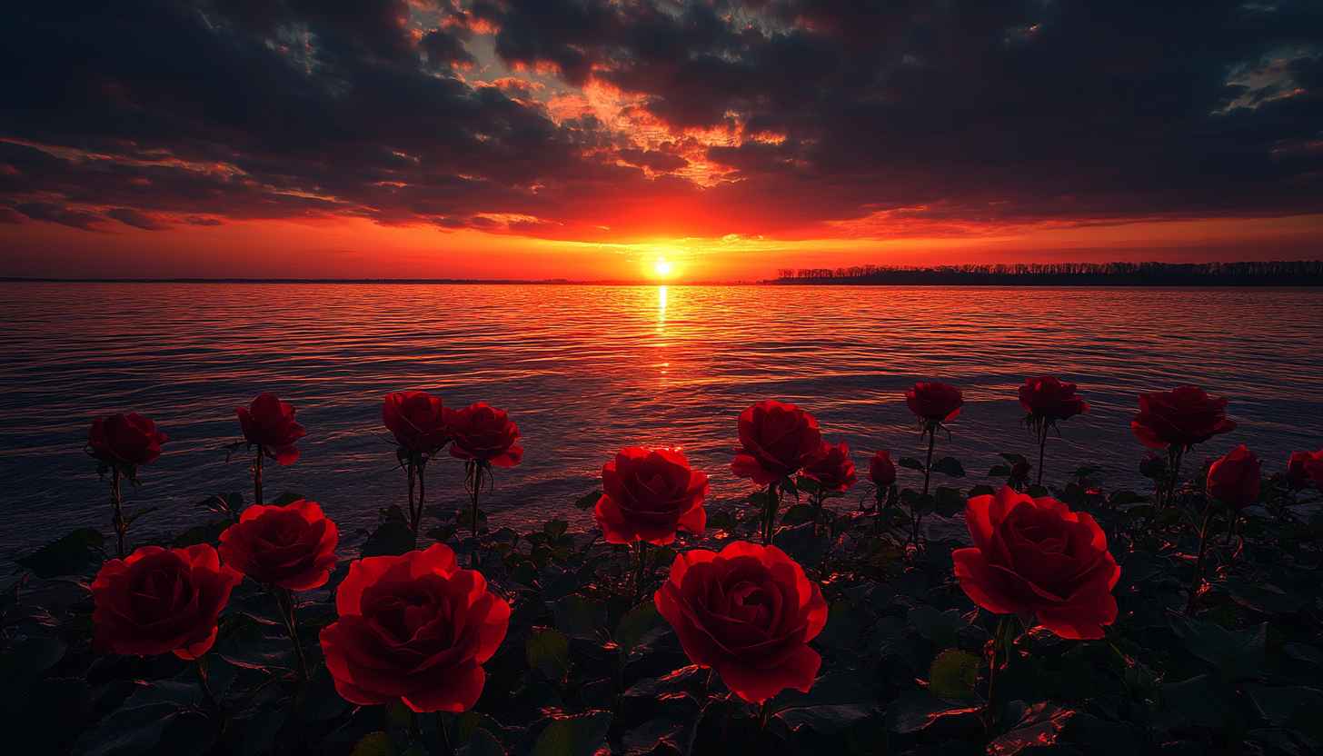 Rose Sunset Wallpaper, Romantic Floral Background, Nature Wallpaper ...