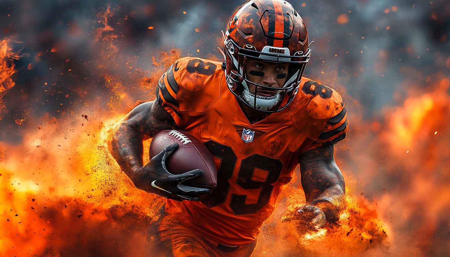 Fiery Football Wallpaper: Cleveland Browns Running Back Action Shot ...