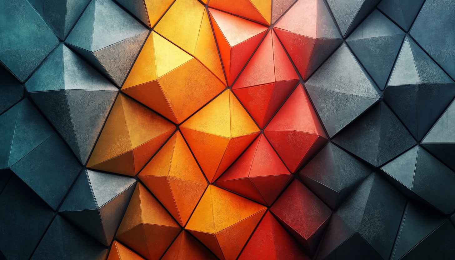 Abstract Triangle Wallpaper: Geometric, Polygon, Dark, Orange, and 4K - Png Aura
