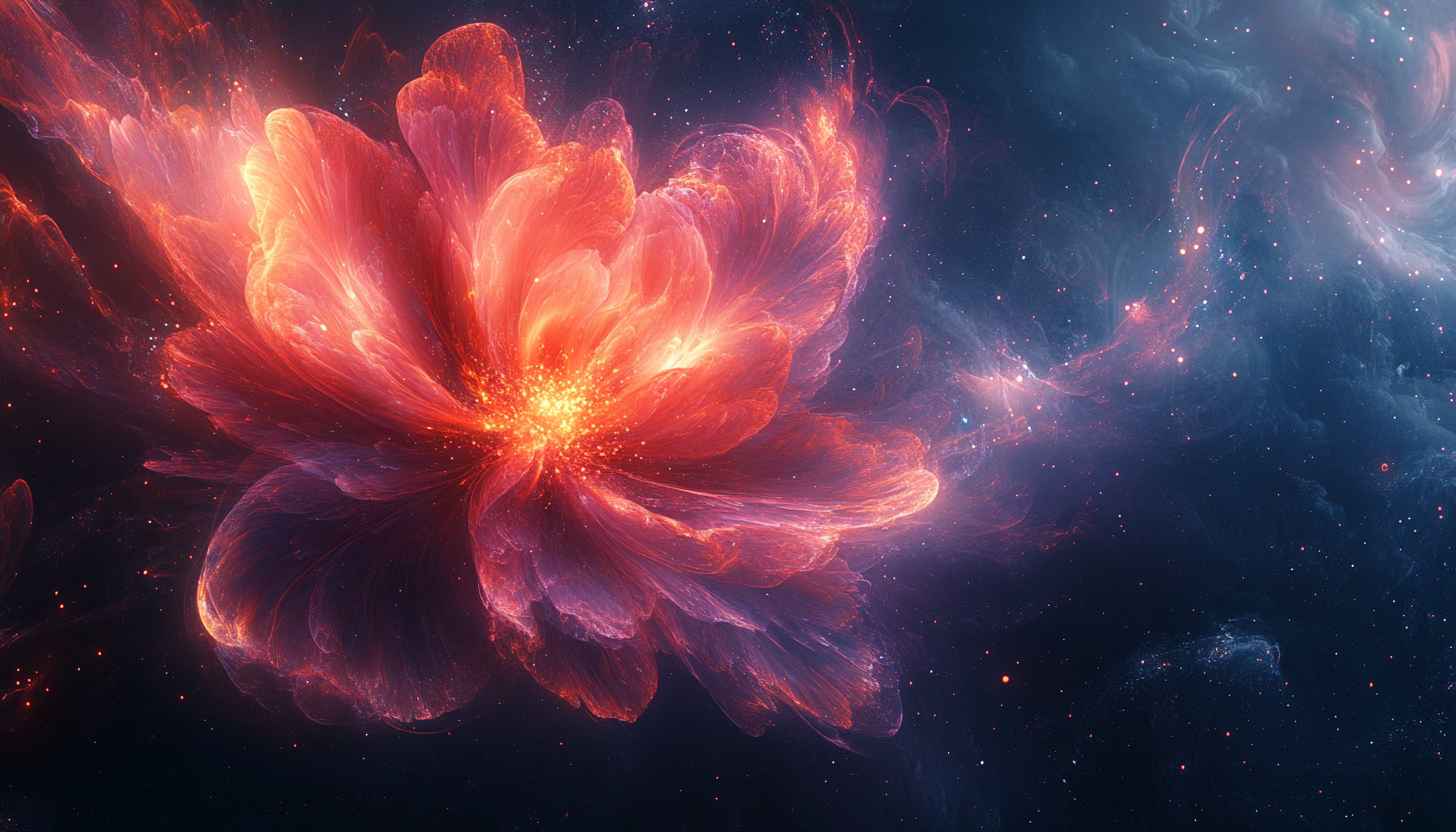 Floral Galaxy Wallpaper, Cosmic Flower, Nebula Background, 4K Desktop ...
