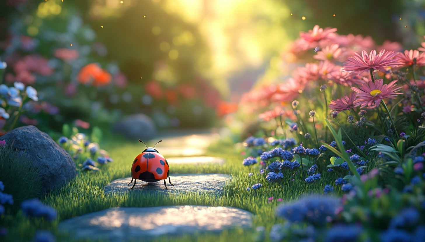 Ladybug Wallpaper: Garden Landscape, Nature Scenery, Desktop Background ...
