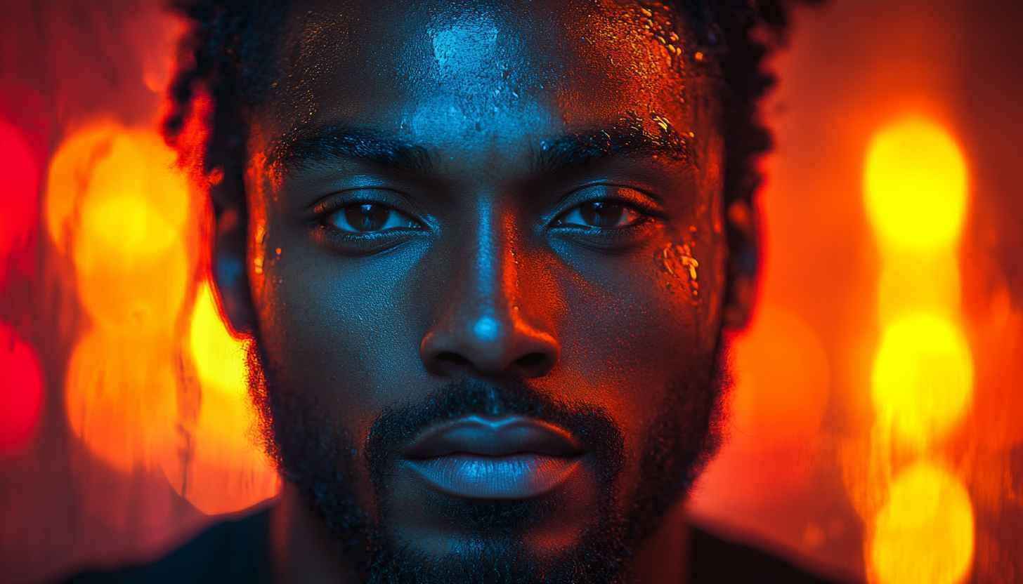 Man Portrait Wallpaper, Neon Light, Handsome, Portrait, Face, Intense ...