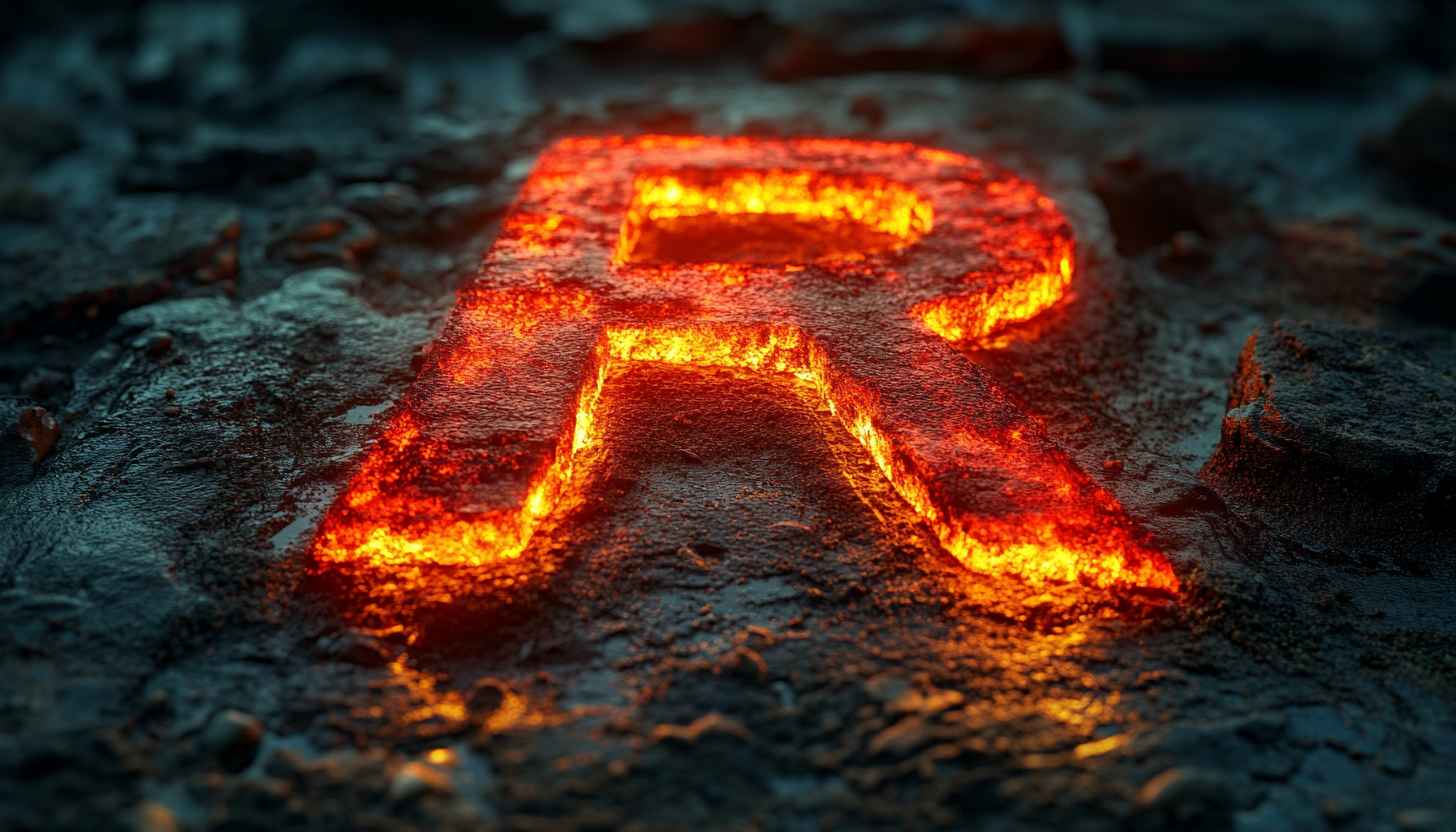 Fiery Letter R Wallpaper: 4K Glowing Alphabet Background - Png Aura