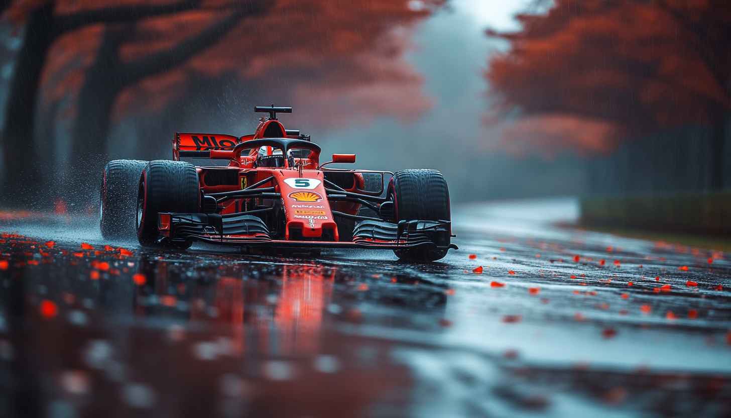 Ferrari Formula 1 Car Wallpaper in Rain, HD Quality - Png Aura