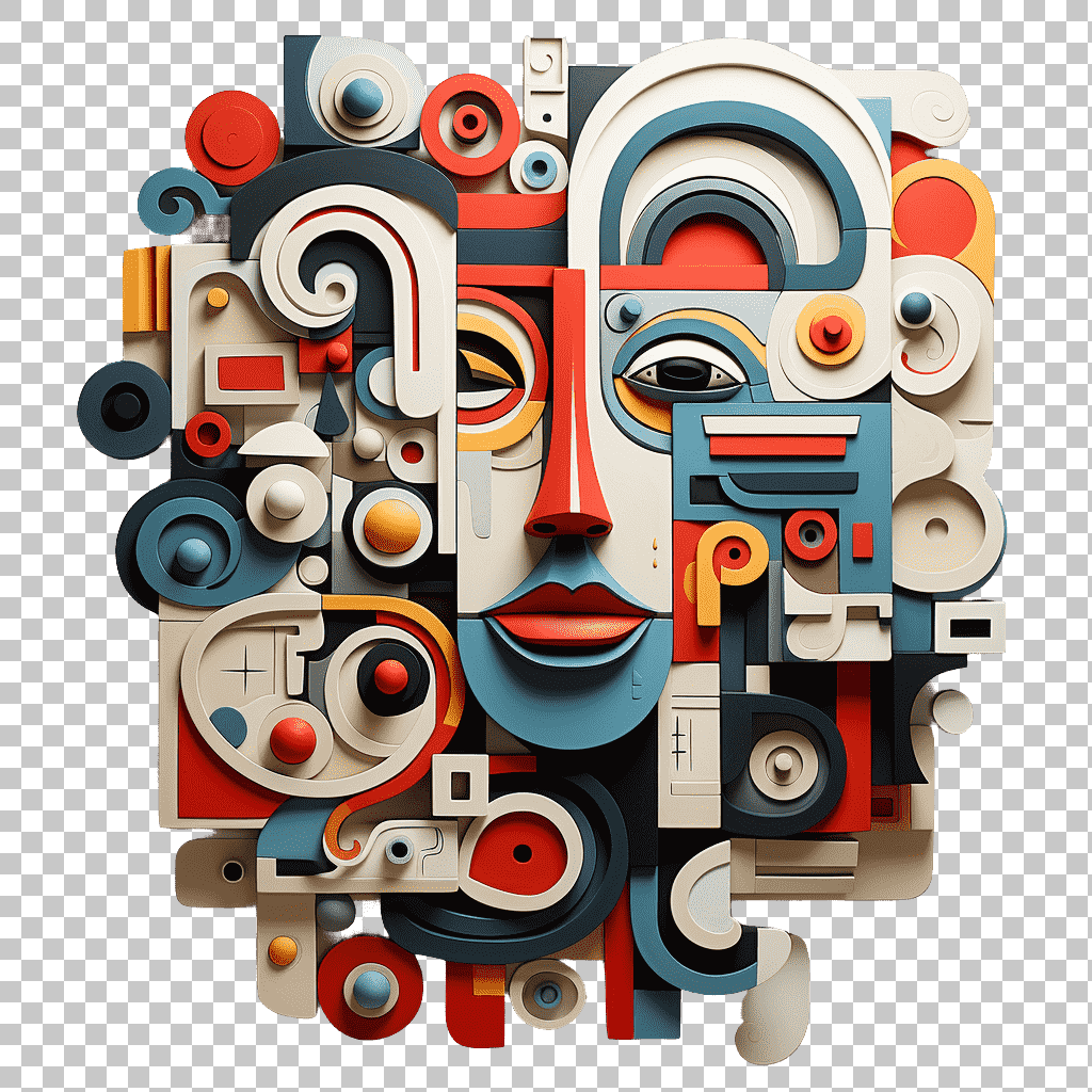Cubist Art - Fragmented Multiple Viewpoints on Transparent Background ...