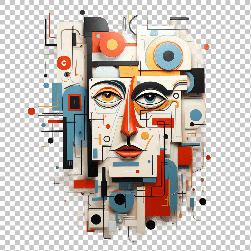 Cubist Art - Fragmented Multiple Viewpoints on Transparent Background ...