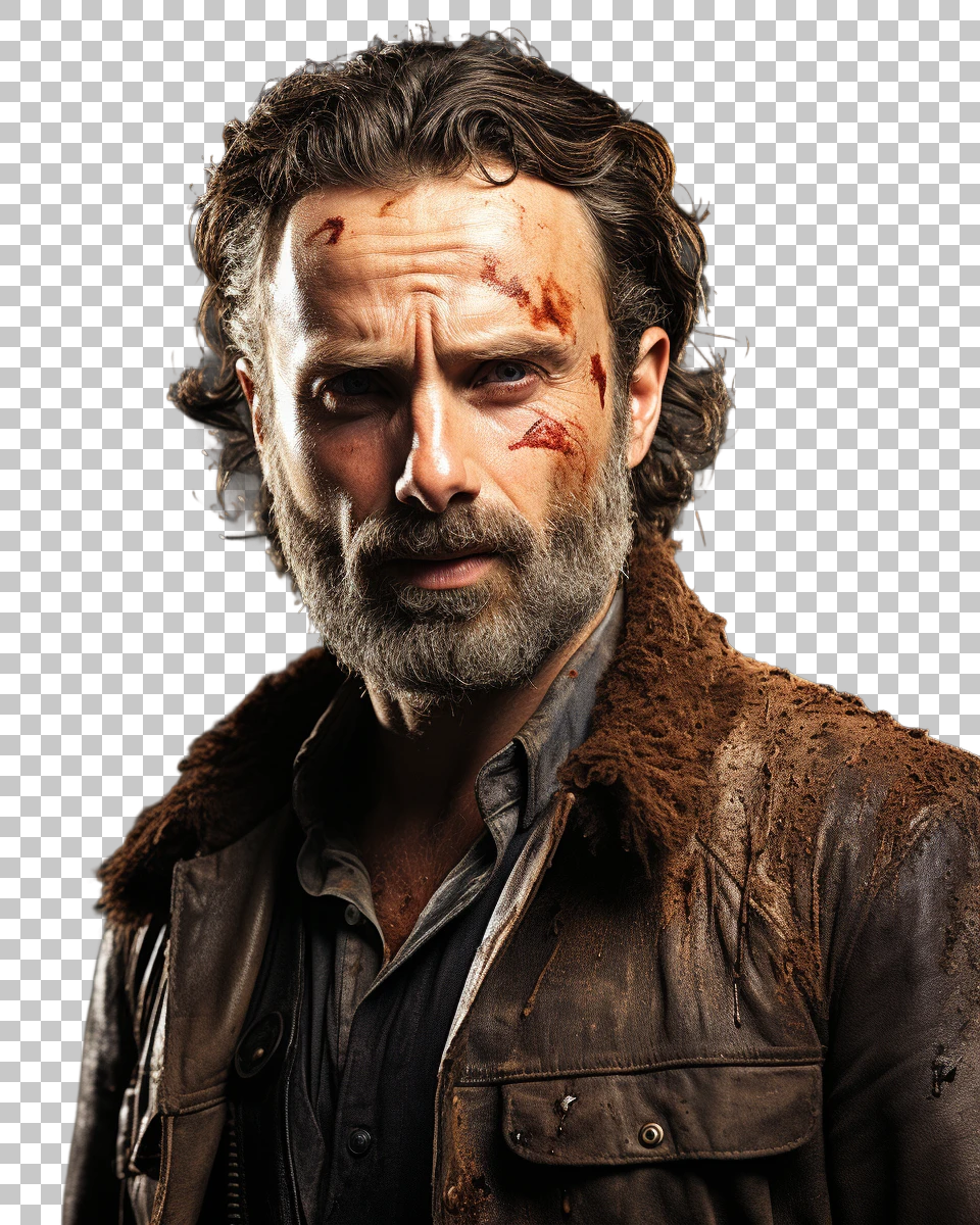 Intrepid Rick Grimes The Walking Dead PNG, Heroic Survivor Portrait, TV ...