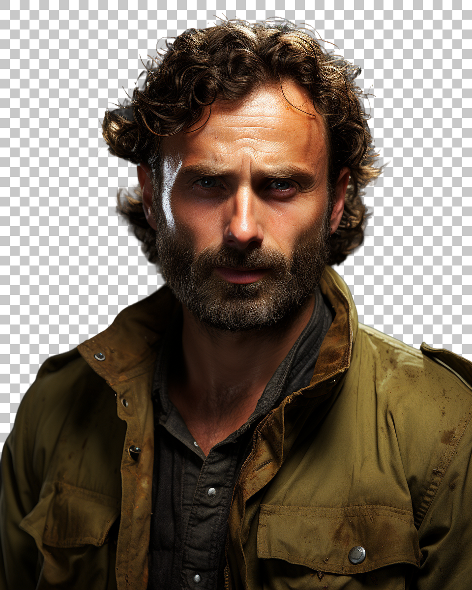Intrepid Rick Grimes The Walking Dead PNG, Heroic Survivor Portrait, TV ...