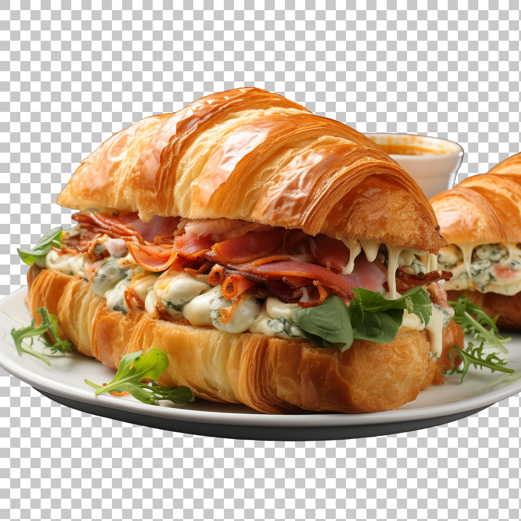 Croissant Sandwich Breakfast png, Morning Meal, Delicious Sandwich ...