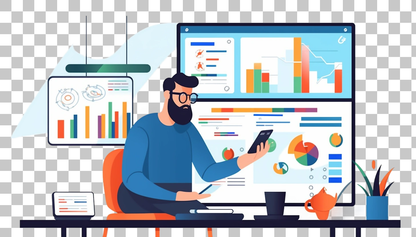 Businessman Analyzing Data Charts Graphs Reports - Png Aura