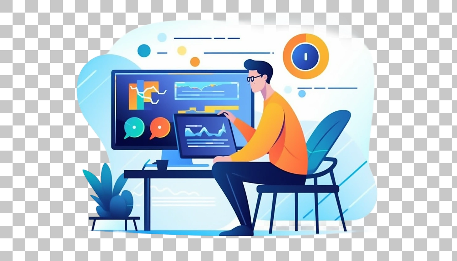 Data Analyst Working on Charts and Graphs - Png Aura