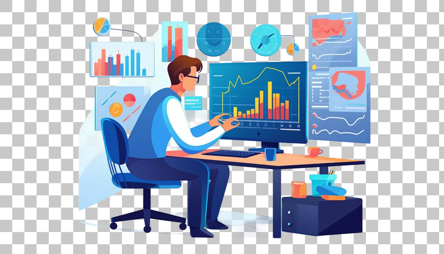 Business Analyst Reviewing Data Charts Graphs - Png Aura