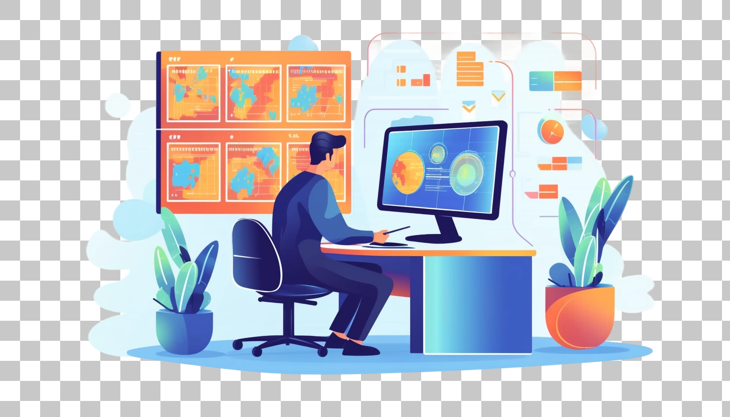 Data Analyst Working on Charts and Graphs - Png Aura
