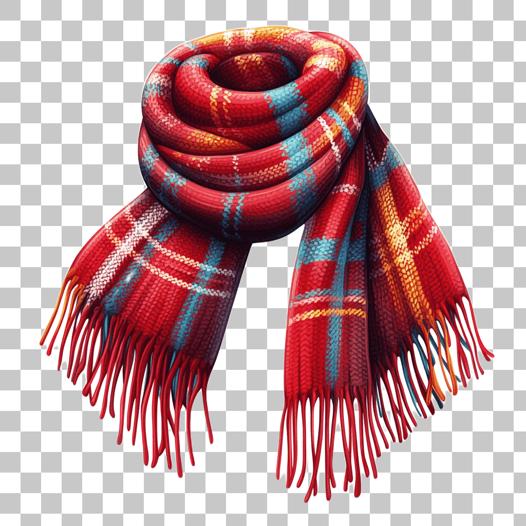 Red Plaid Scarf PNG Clipart: Winter Fashion Accessory Image - Png Aura